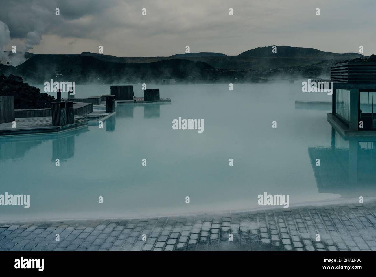 Reykjavik, Iceland - dec, 2021 Beautiful geothermal spa pool in Blue ...