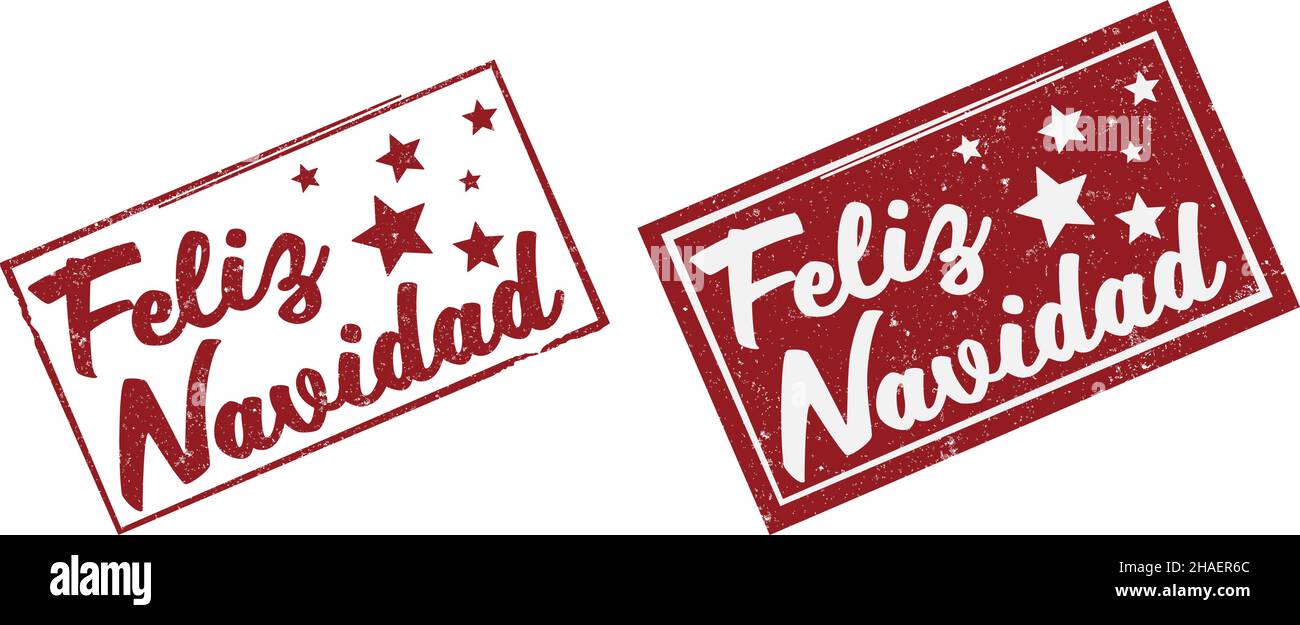 red scratched grungy rubber stamp or sticker with text FELIZ NAVIDAD ...