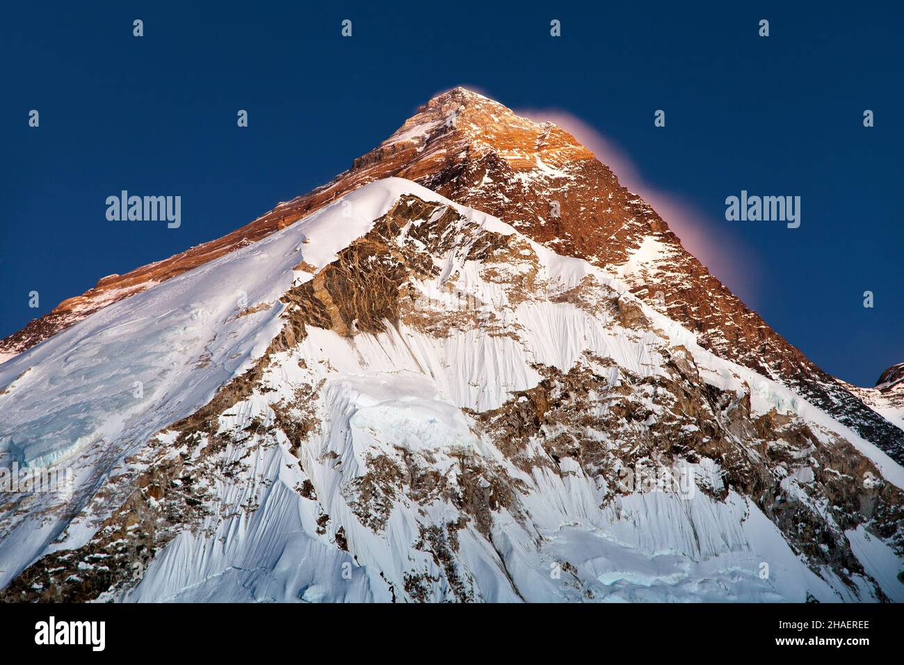 nightly view on top of Mount Everest, from mount Pumo Ri base camp ...