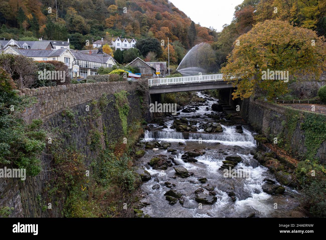 Water spray jets into the air at the Glen Lyn Gorge power of water ...