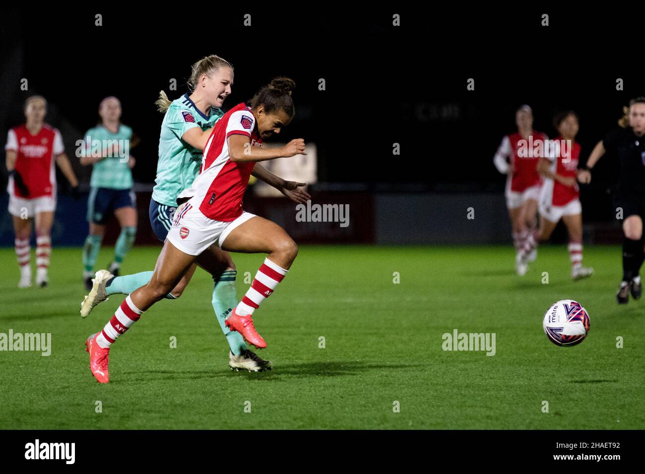 London, UK. 12th Dec, 2021. Jemma Purfield (23 Leicester City) fouls ...