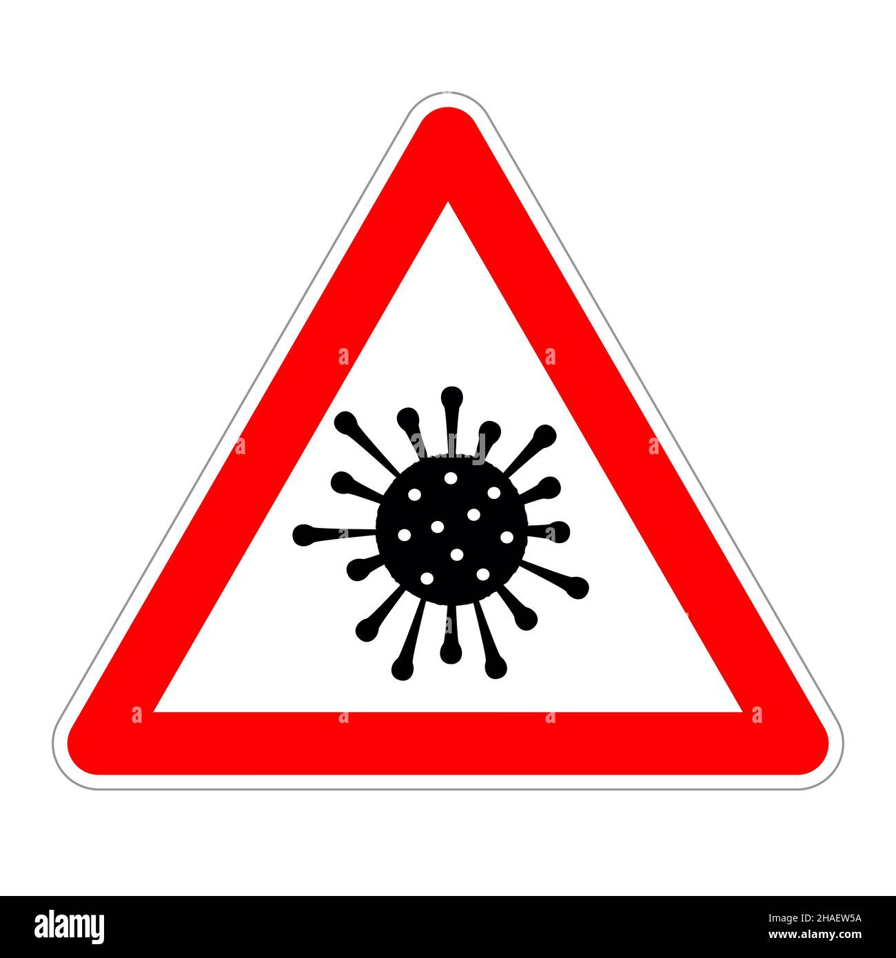 Traffic warning sign with virus danger isolated on white vector ...