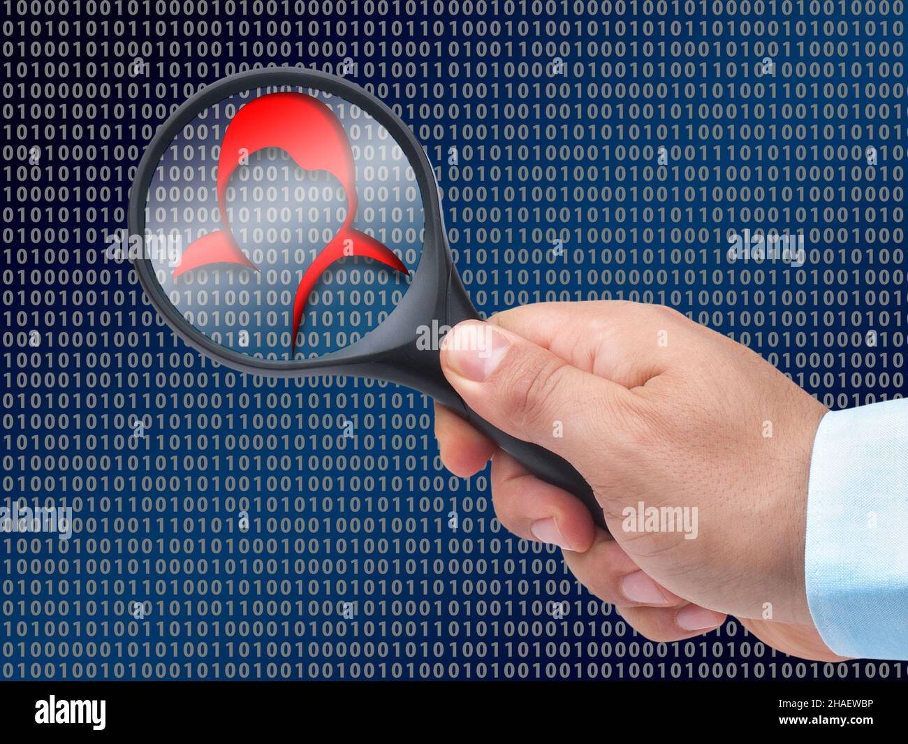 hand Holding Magnifying Glass While Looking for computer Virus hacker ...