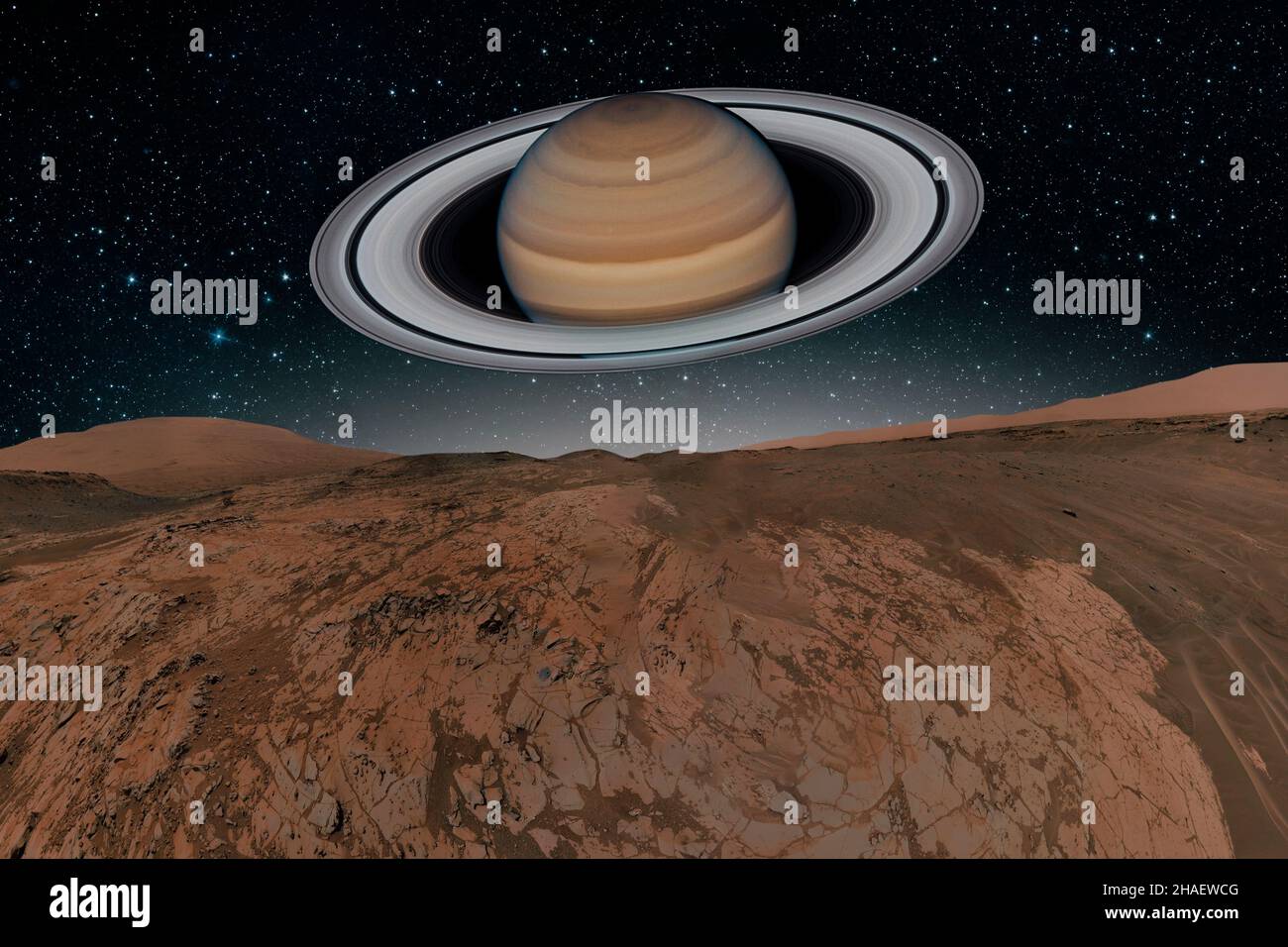 View of Saturn from a planet. Elements of this image furnished by NASA ...