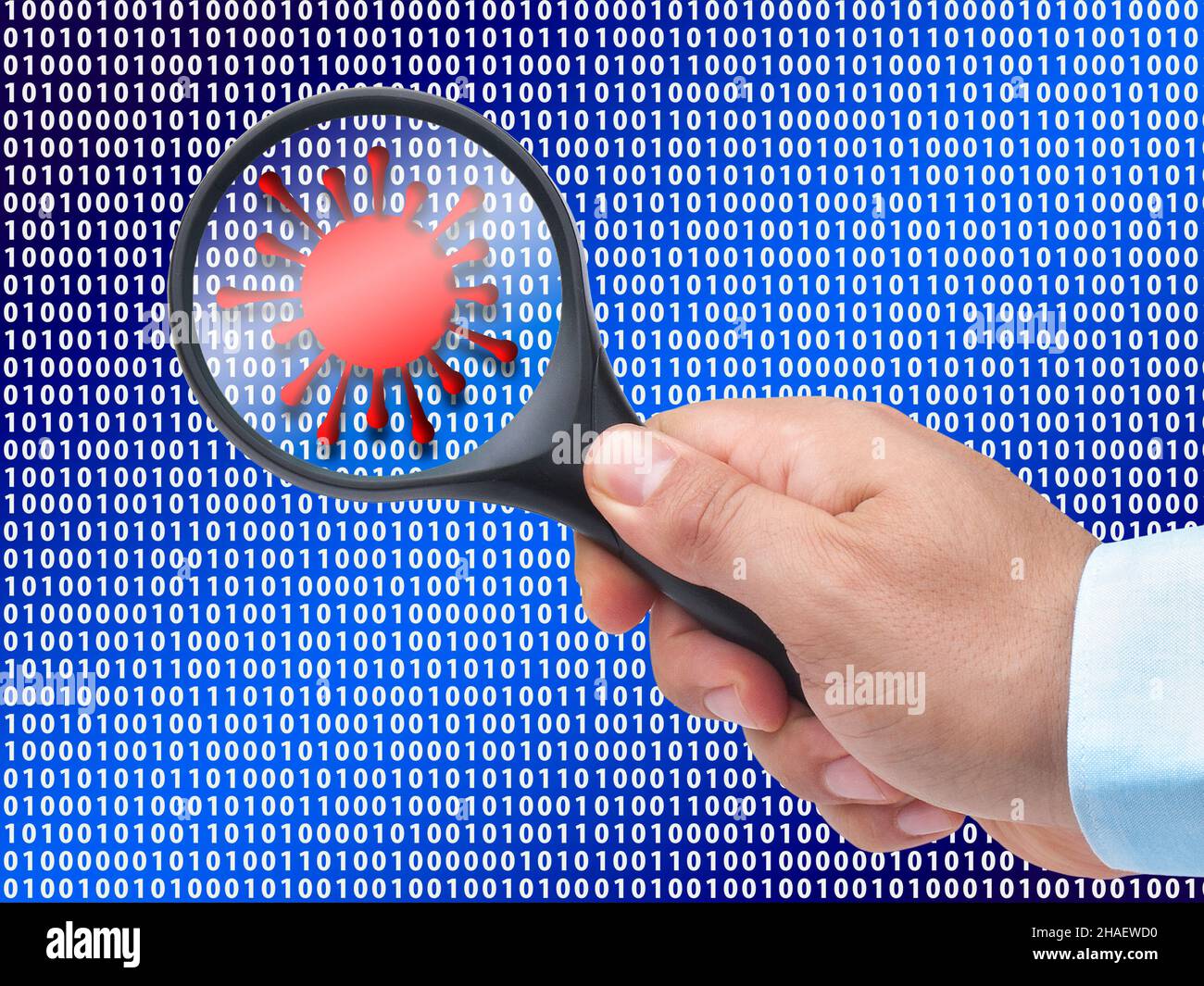 Cyber Fraud Detection concept image. hand Holding Magnifying Glass ...