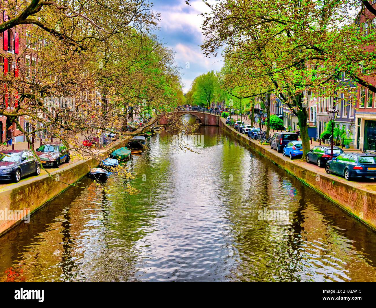 canal in Amsterdam Holland panoama landscape river Stock Photo - Alamy