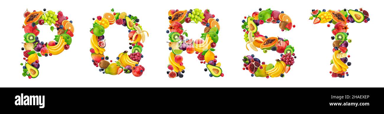 Food font. Letters made of fruits and berries Stock Photo - Alamy