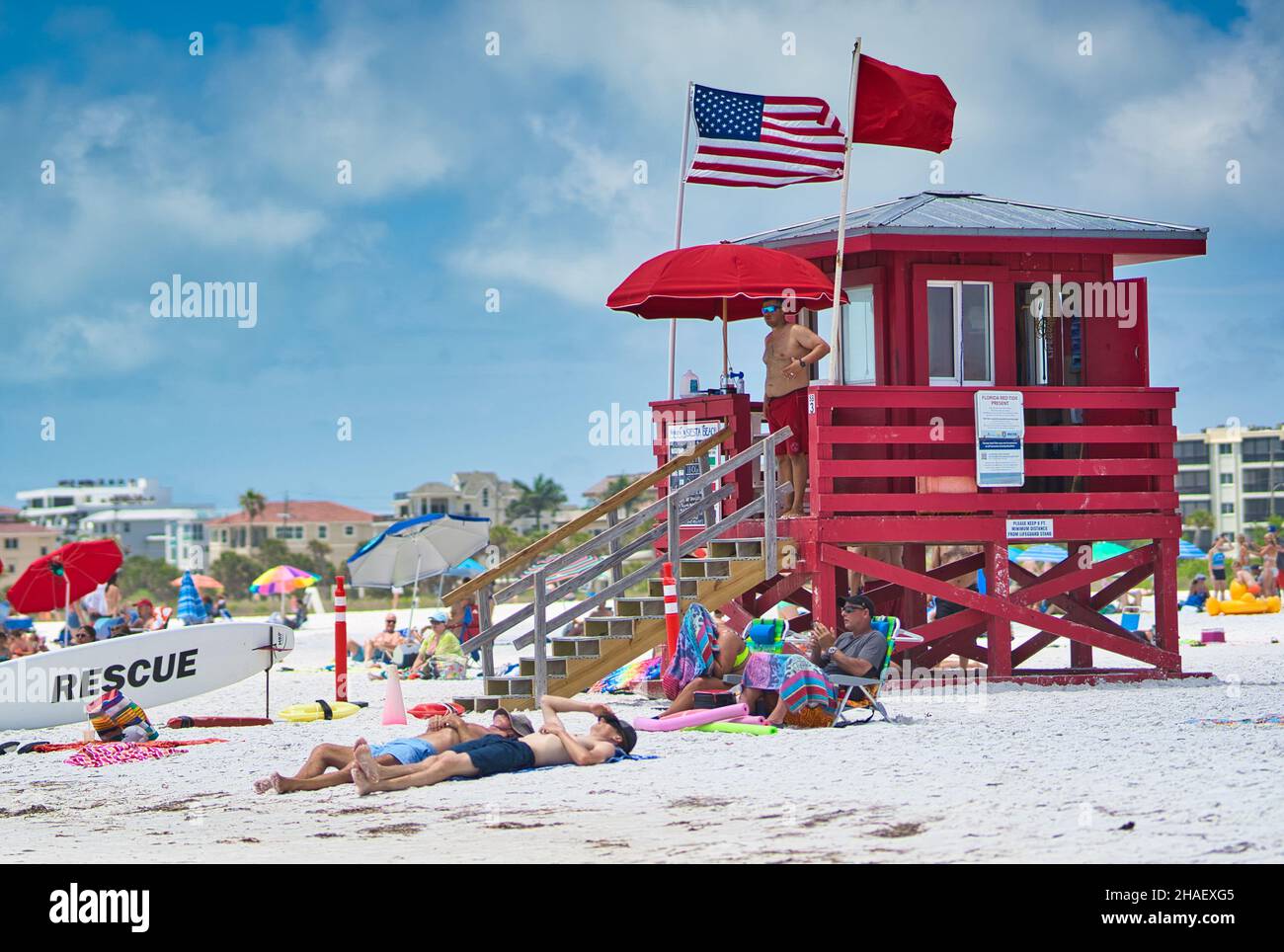 SARASOTA, UNITED STATES - May 06, 2021: The Lifeguard Station at the ...