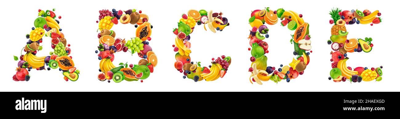 Food font. Letters made of fruits and berries Stock Photo - Alamy