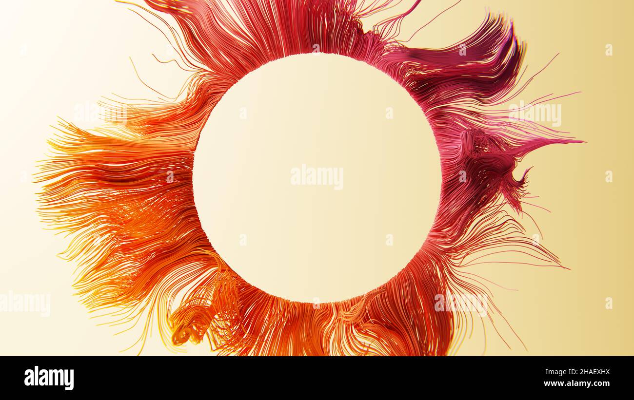 Countless curvy threads forming a round frame with a space for a text ...