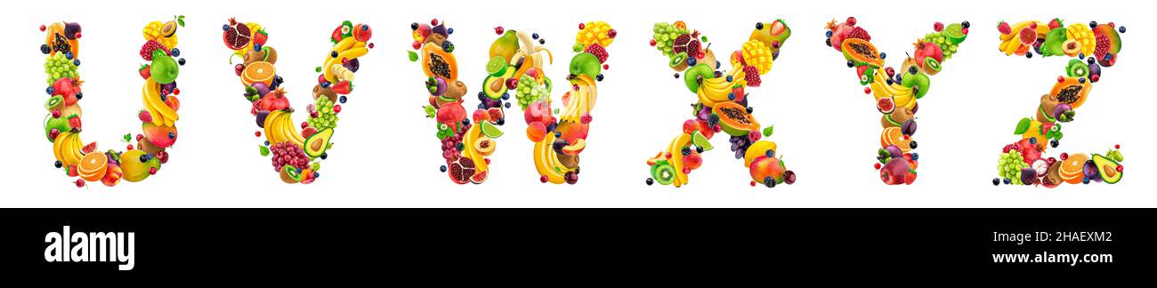 Food font. Letters made of fruits and berries Stock Photo - Alamy