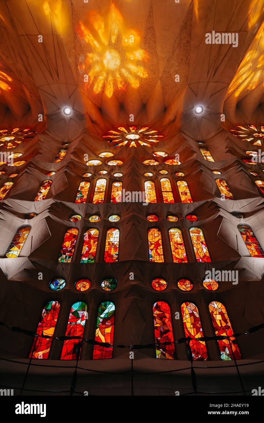 Gaudi's Masterpiece Sagrada Familia Basilica. Light through stained ...