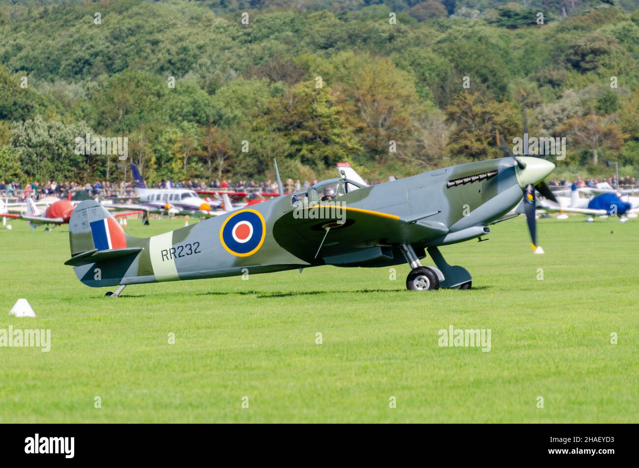 Supermarine Spitfire IX plane RR232 taxiing at Goodwood Aerodrome ...