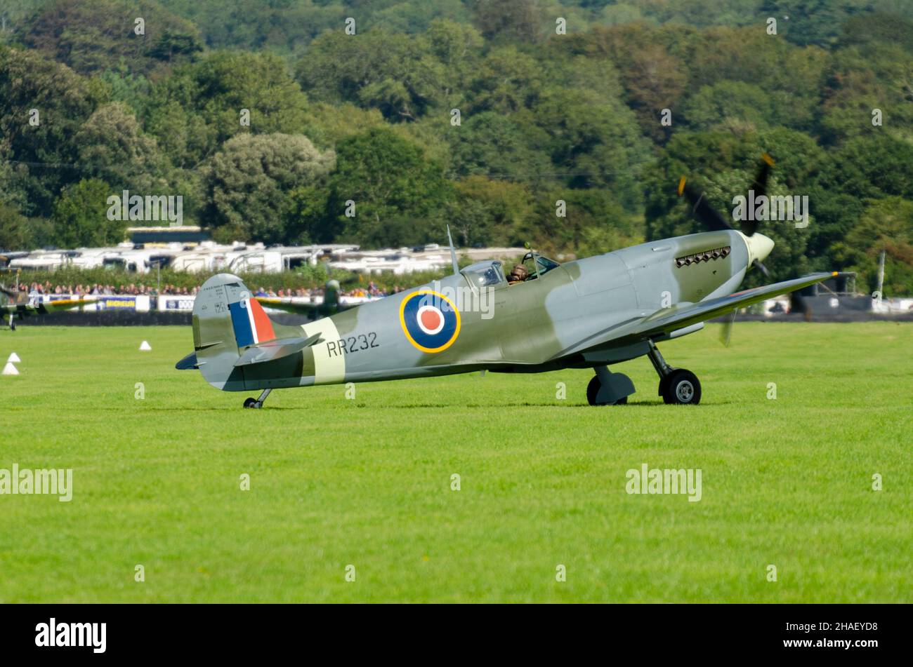 Supermarine Spitfire IX plane RR232 taxiing at Goodwood Aerodrome ...