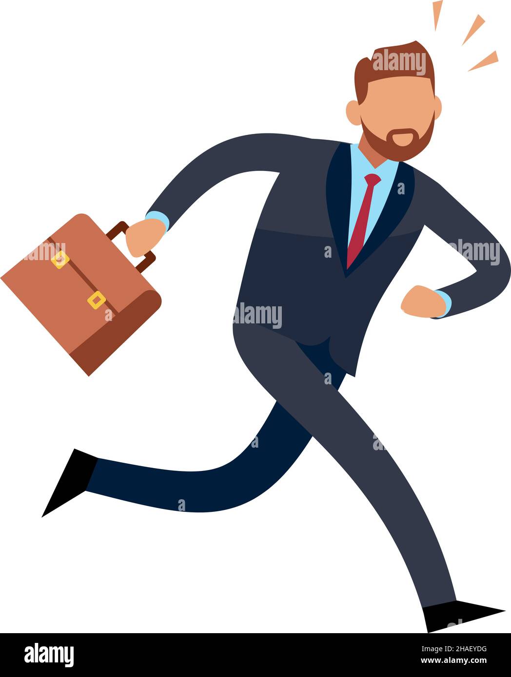 Man running with briefcase. Businessman hurrying to meeting. Guy late ...