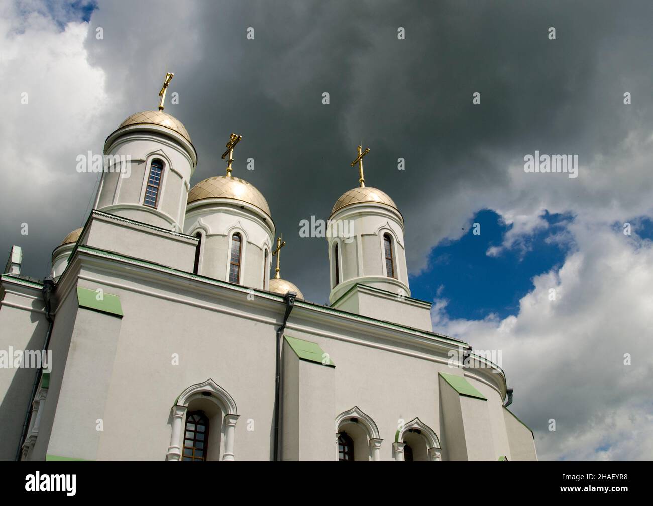 Orthodox church under stormy sky, religious wallpaper Stock Photo - Alamy