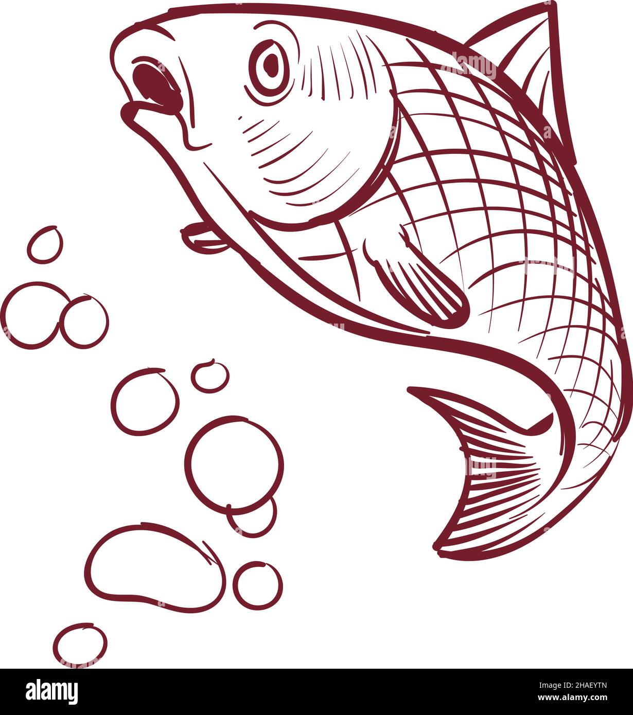 Hand drawn fish. Underwater animal line sketch Stock Vector Image & Art ...