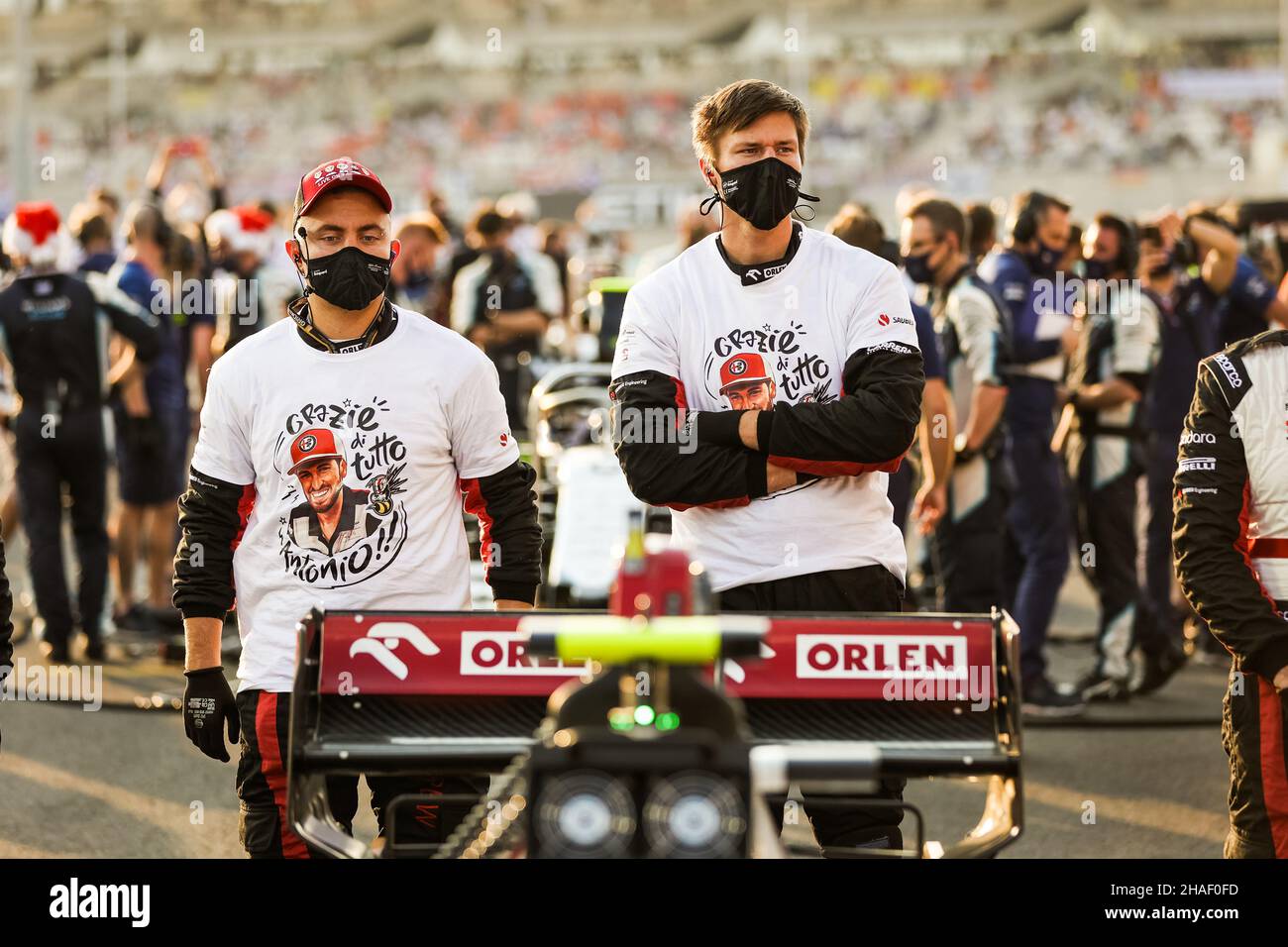 Abu Dhabi. 12th December, 2021. Alfa Romeo Racing ORLEN C41 team during ...