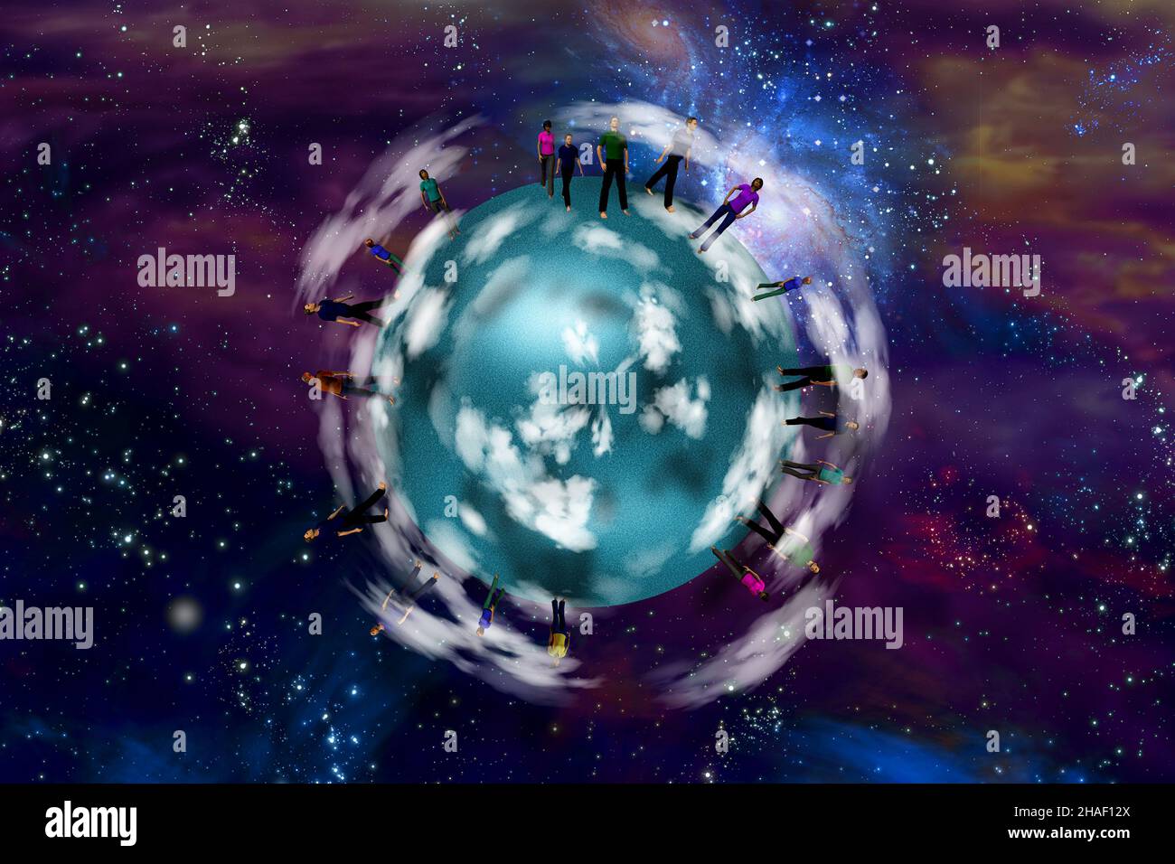 Planet Earth with different people. 3D rendering Stock Photo - Alamy
