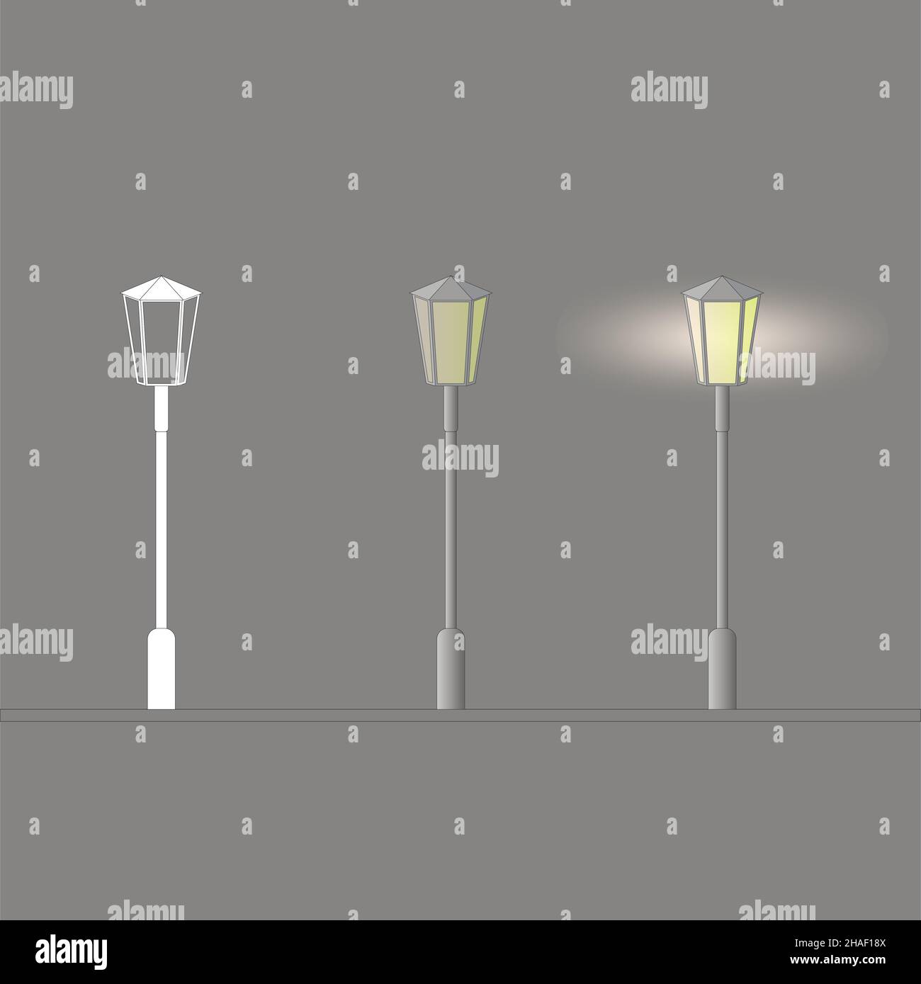 Street lamp, options for images. Electric street lighting. Vector ...