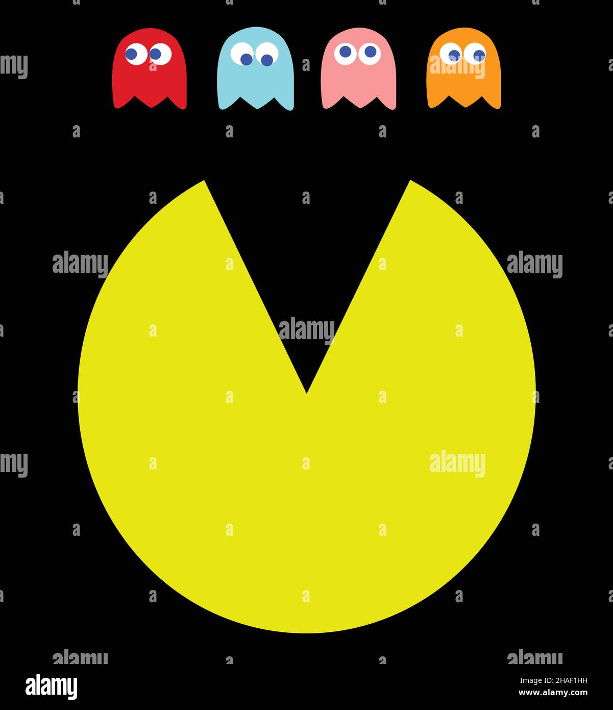 Vector Pac-Man game illistration. Retro computer game with Pac-Man ...