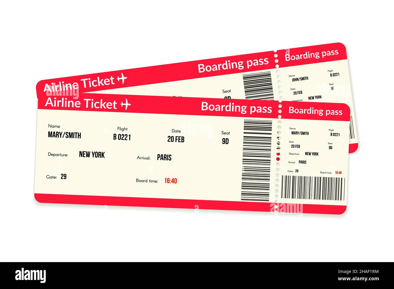 Airpline ticket. Airline fly boarding pass. Vector airport document ...