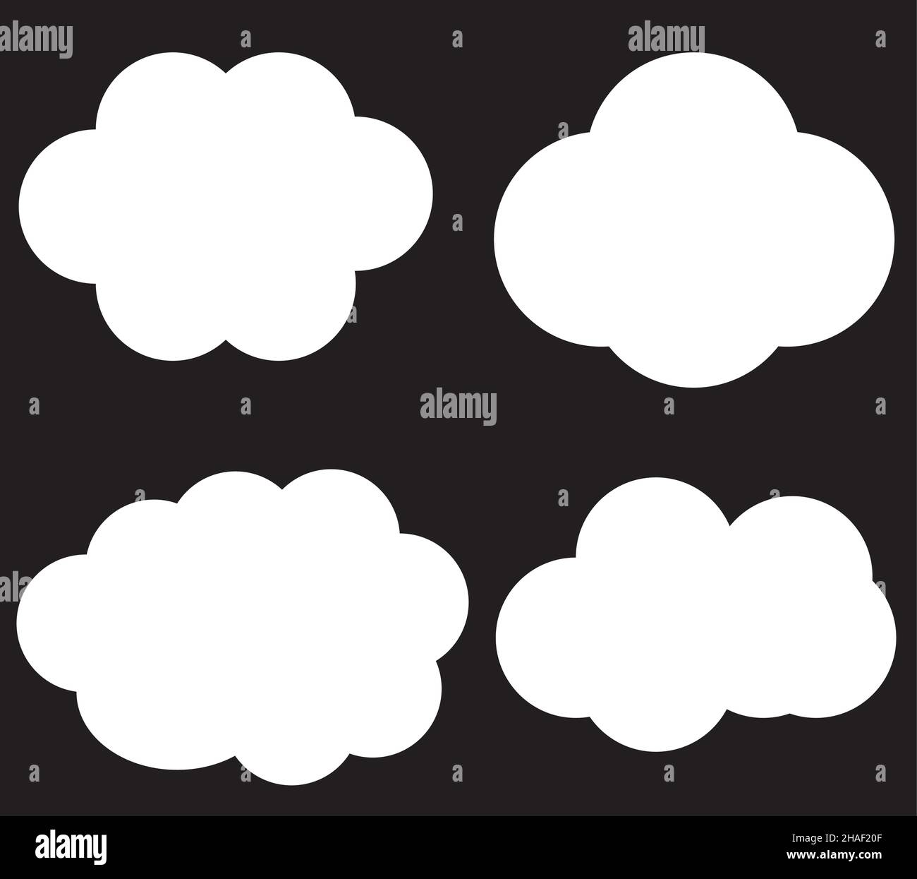 Cloud vector icons isolated over black background, white fluffy vector clouds set Stock Vector ...