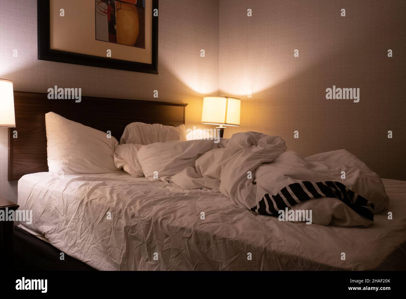 messy hotel room bed Stock Photo - Alamy