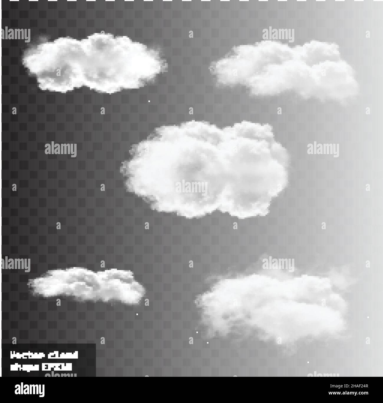 Clouds vector set, cloud shapes illustration, realistic white fluffy ...