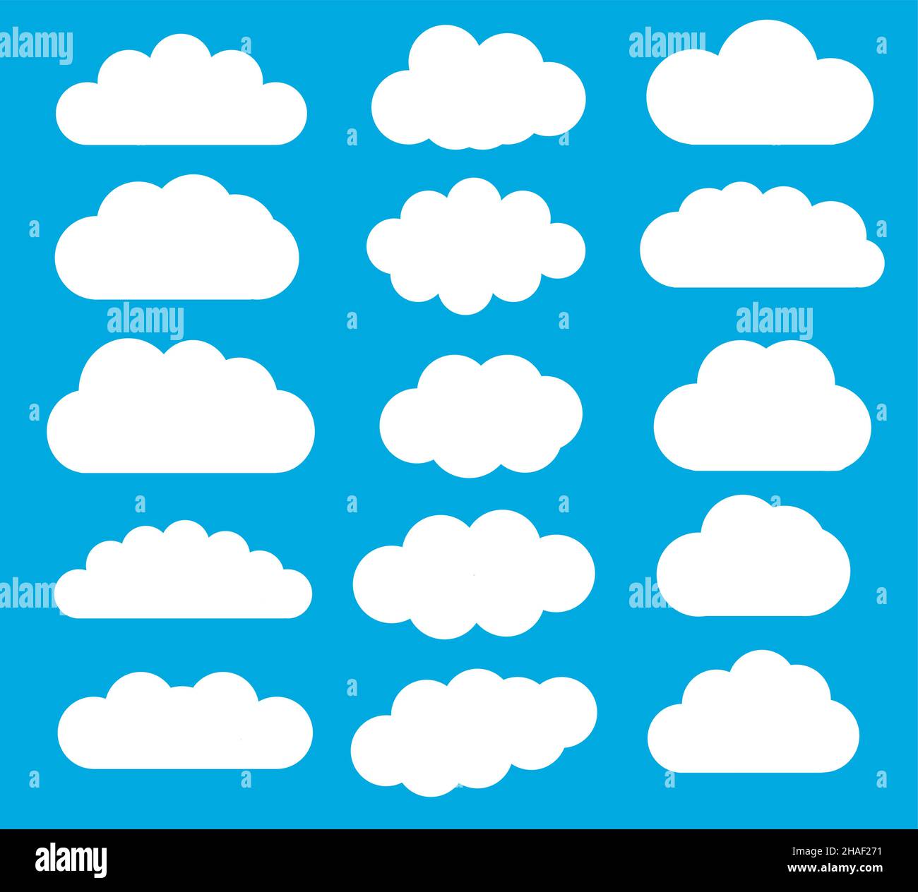 Cloud Vector Shapes Isolated Over Blue Background Cartoon Vector