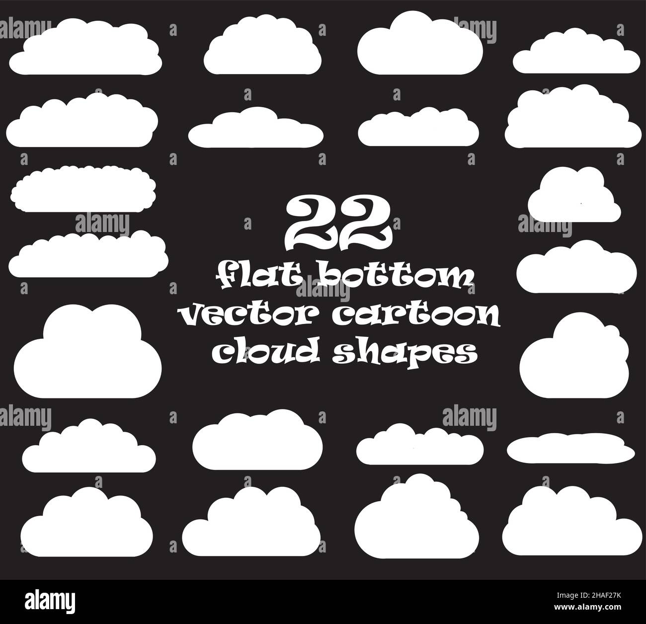 Cloud vector icons isolated over black background, cartoon vector ...