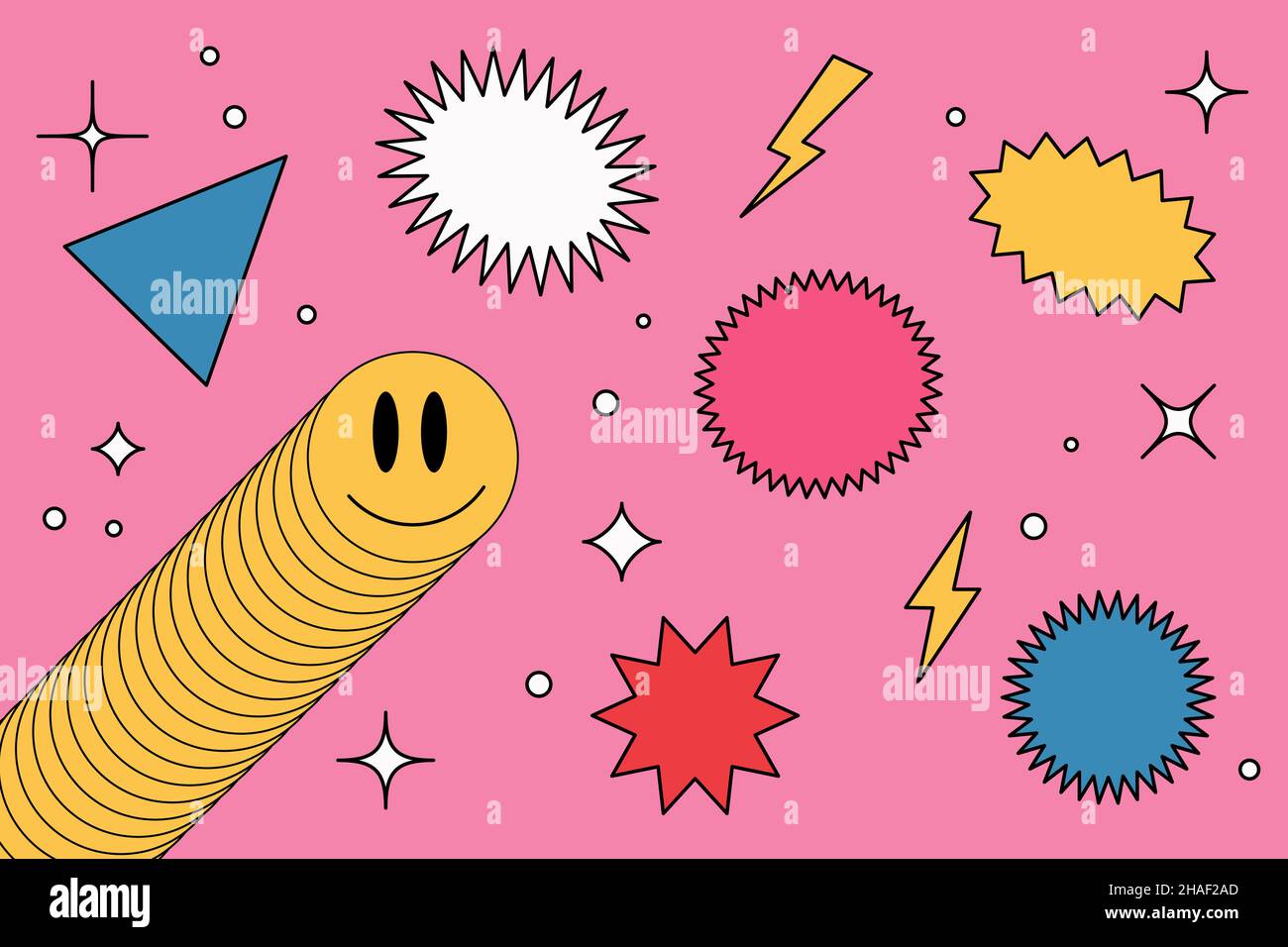 Retro stickers. Psychedelic acid smile. Trendy badges. Vector 80s pop ...