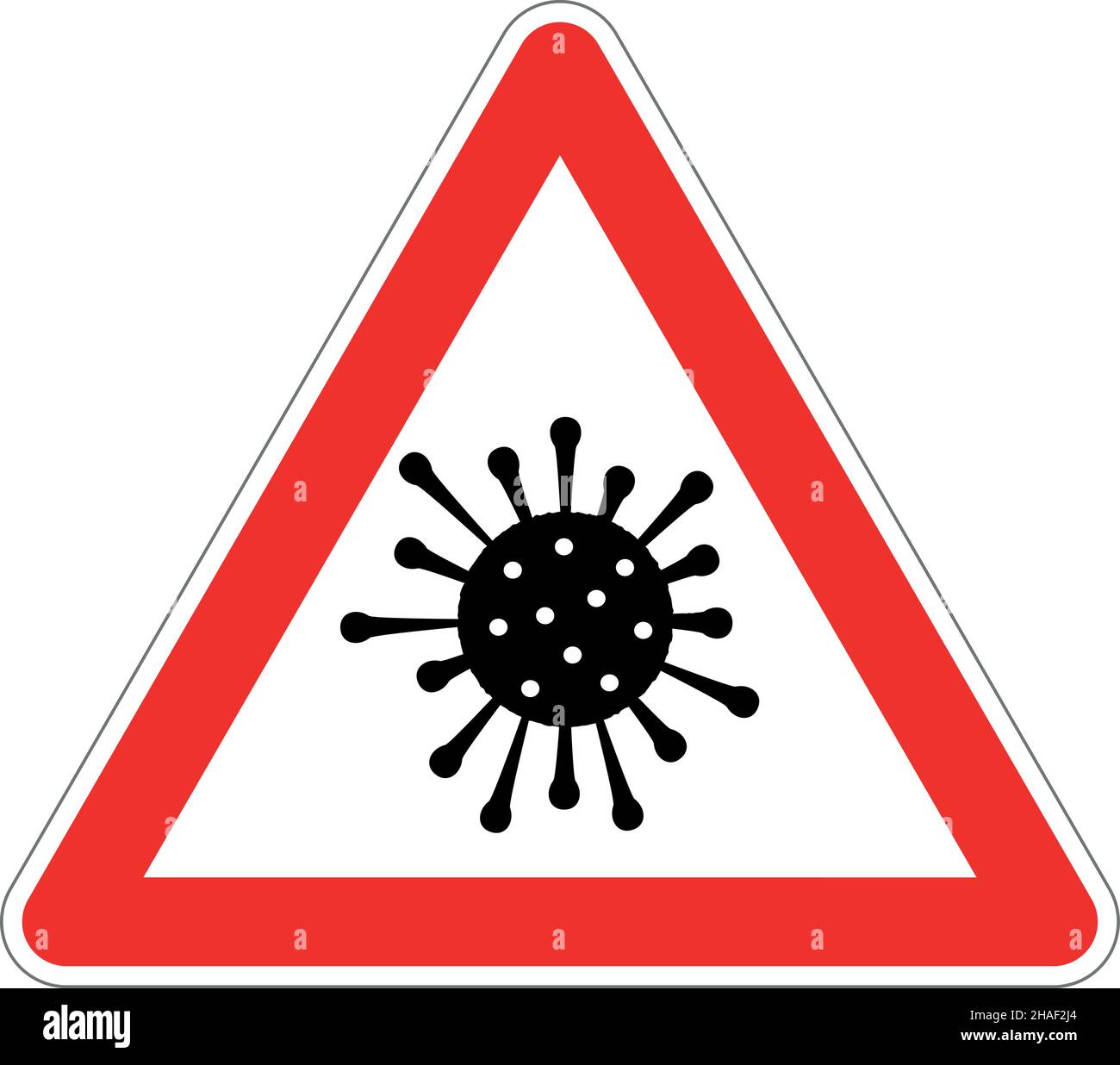 Traffic warning sign with virus danger isolated on white vector ...