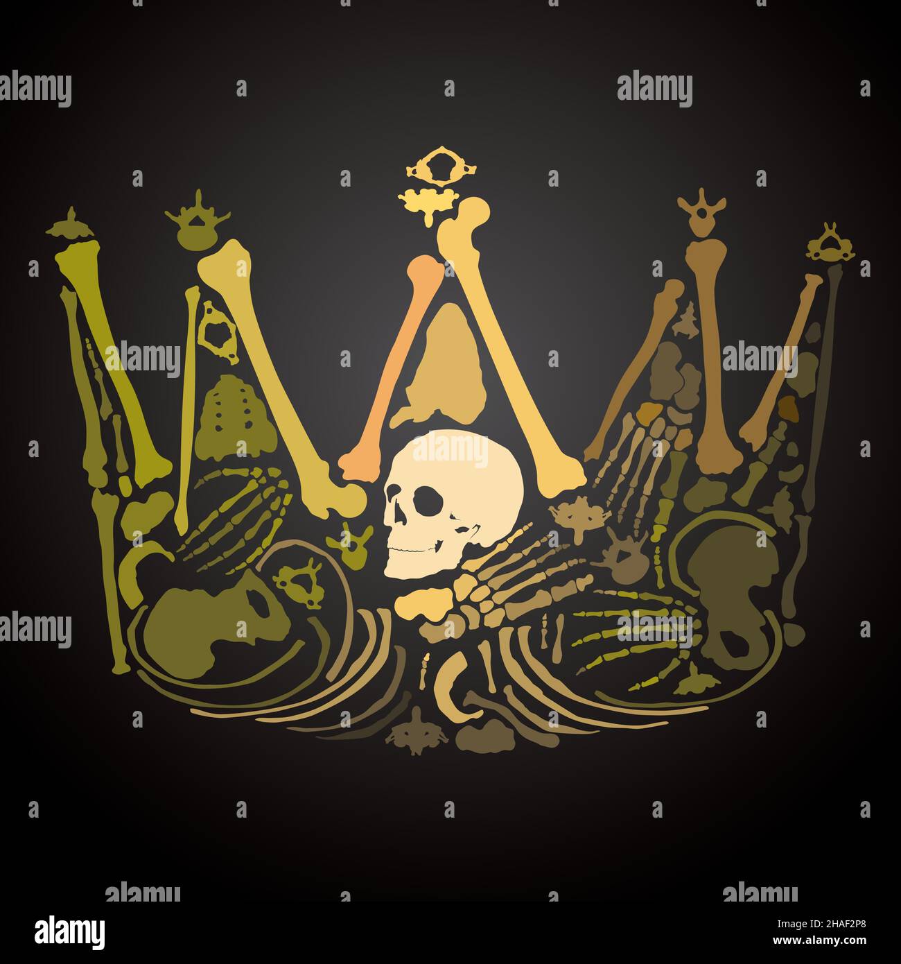 A very cool Royal Crown. Crown of human skulls and bones. Human bones ...