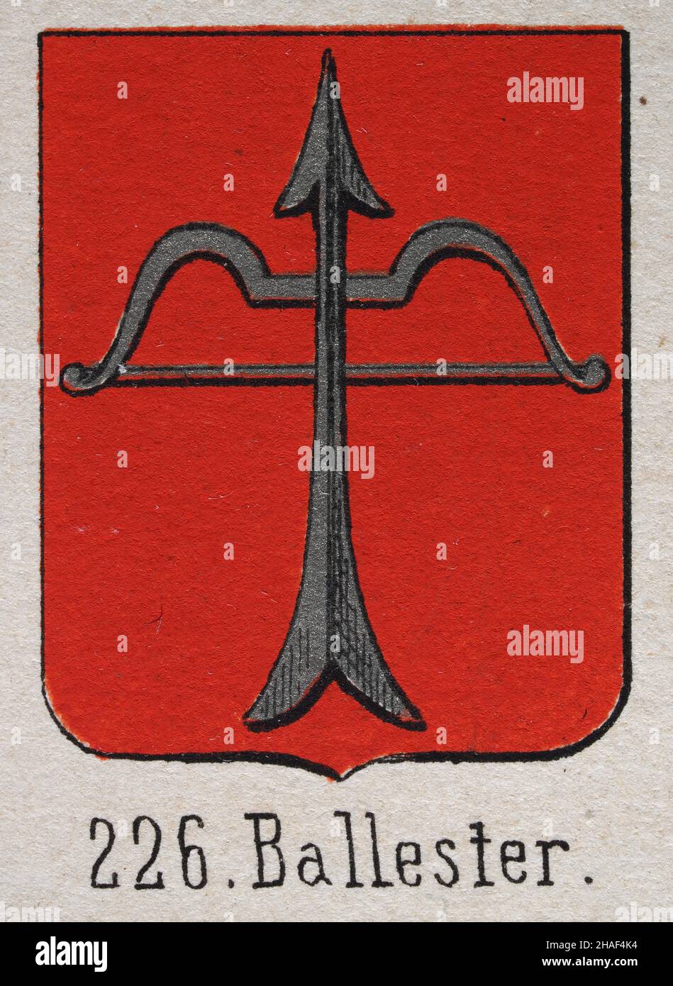 Ballester heraldry, Illustration of a coat of arms, Silver bow and ...