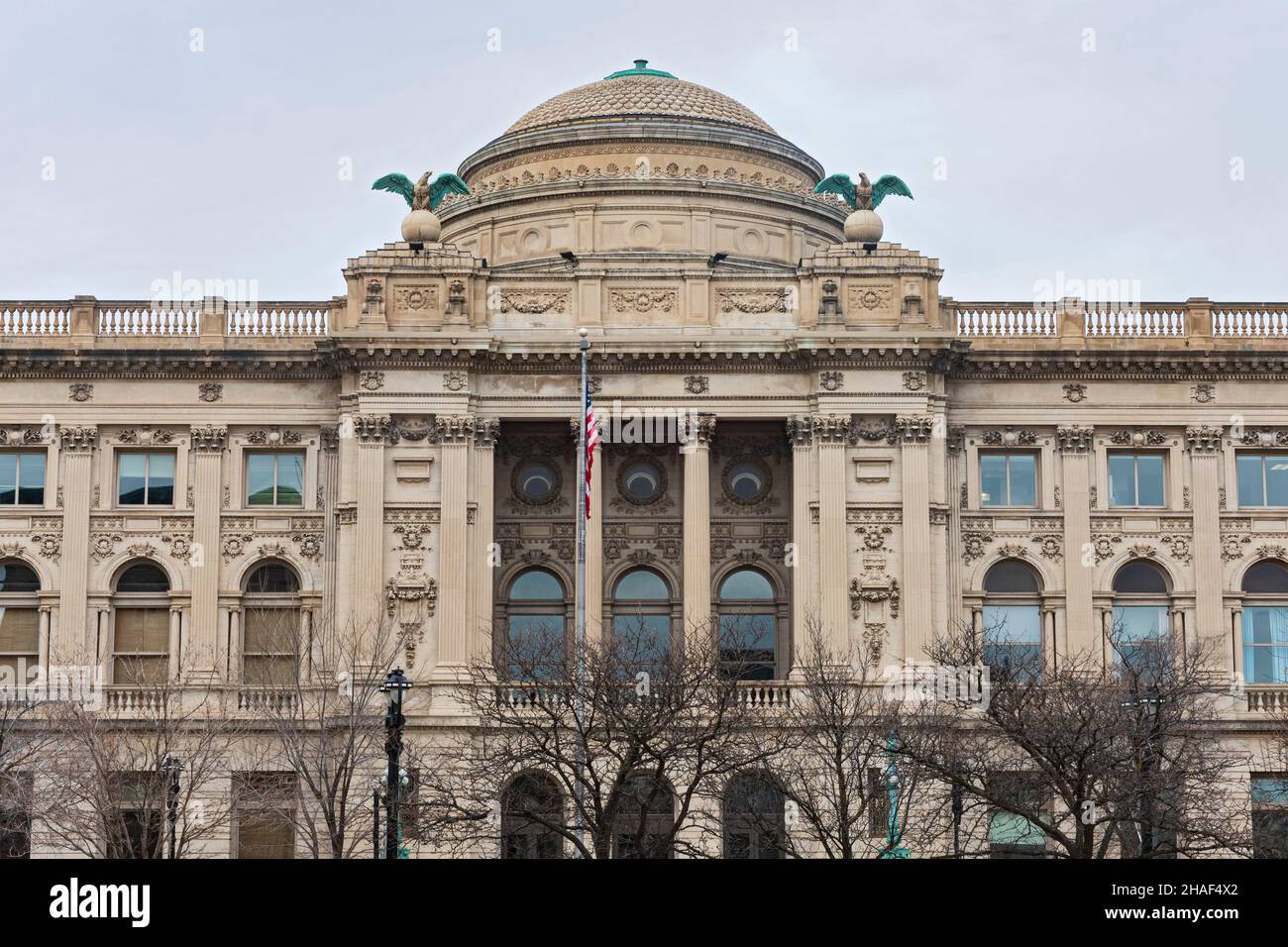 facade of landmark milwaukee public library building of renaissance ...