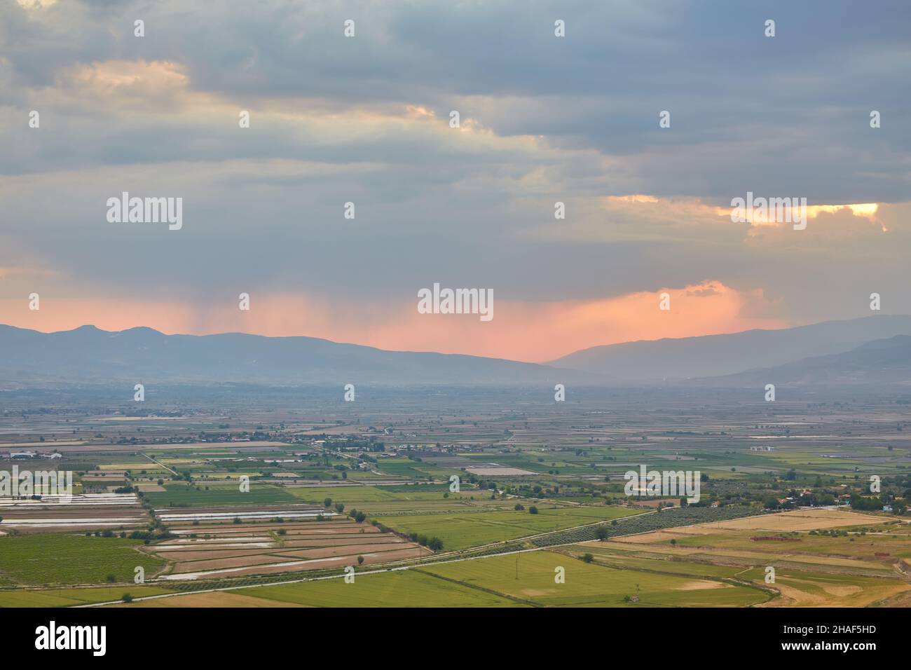 landscape of pamukkale, turkey. Sunset at pamukkale turkey Stock Photo ...