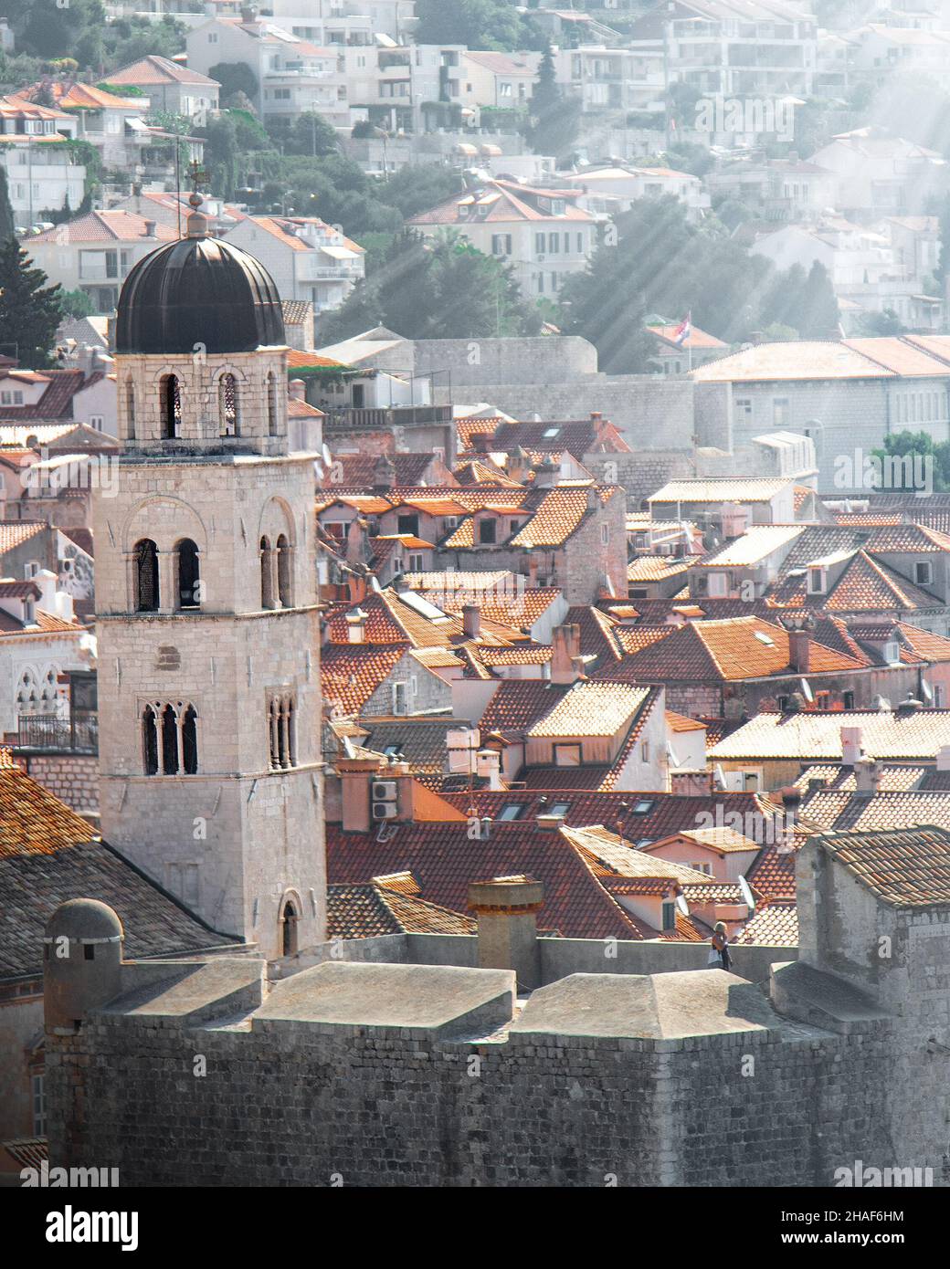 The tower of Franciscan Church and Monastery, which consists of a ...