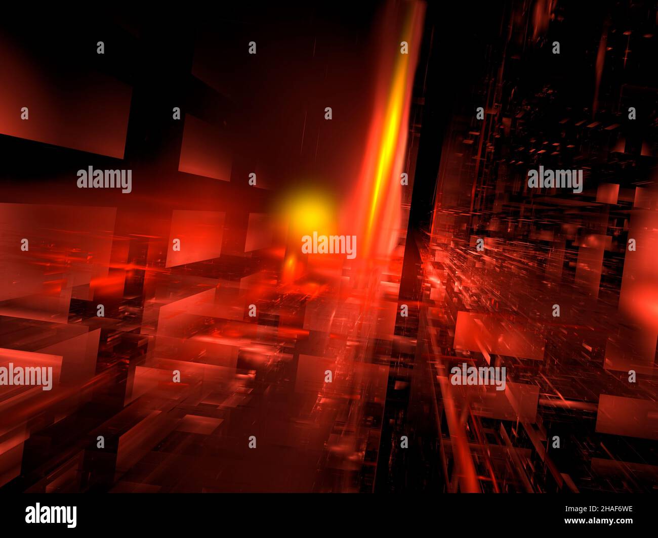 Red tech background with fire and perspective effect - 3d illustration ...