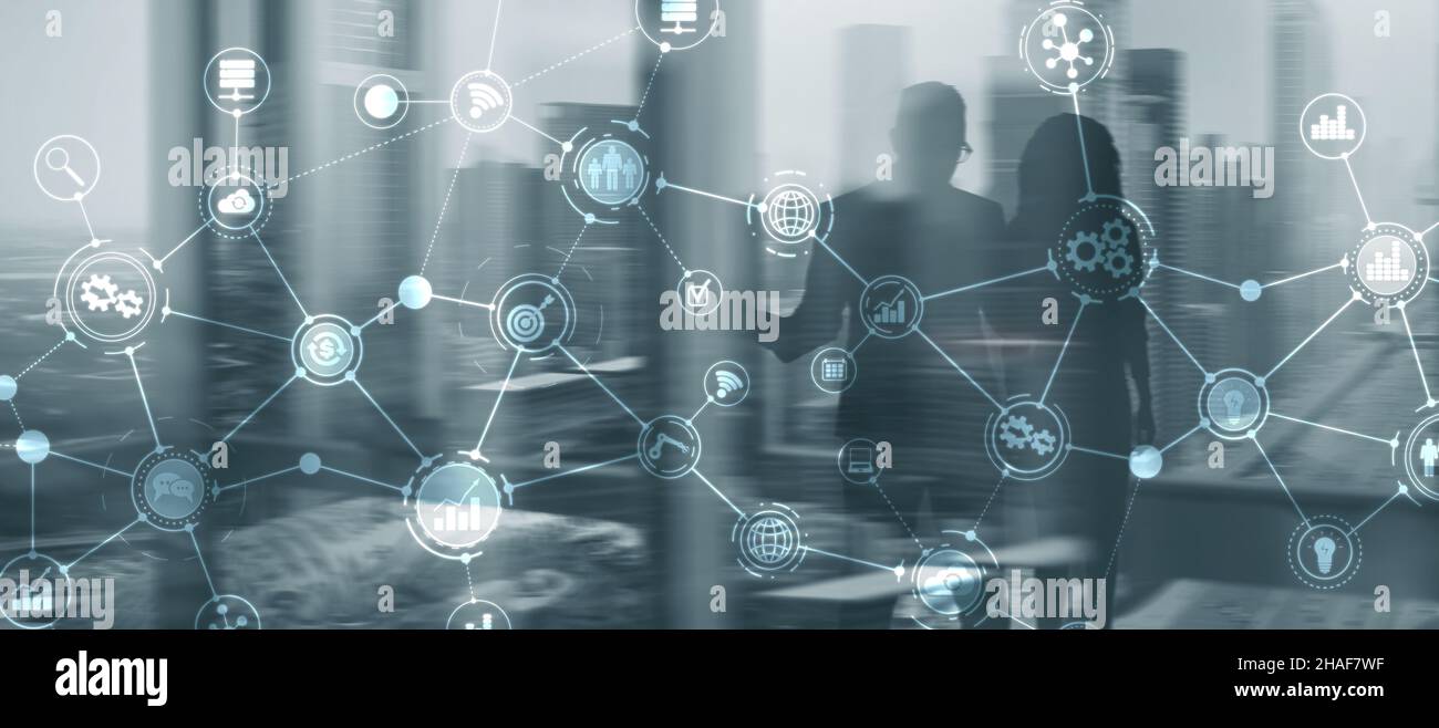 Workflow organisation structure on virtual screen. Business structure ...
