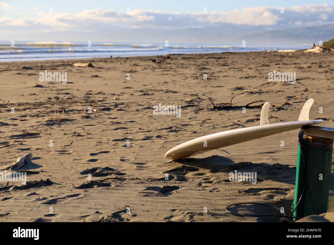 Surfboard on the beach Stock Photo - Alamy
