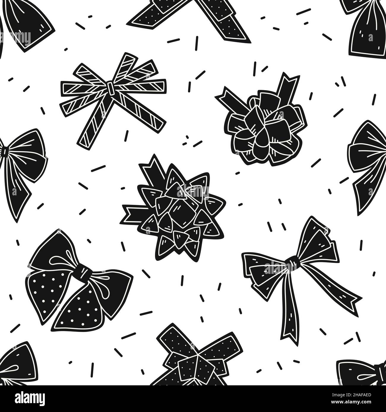 Black and white bows for gift wrapping. Vector seamless pattern Stock ...