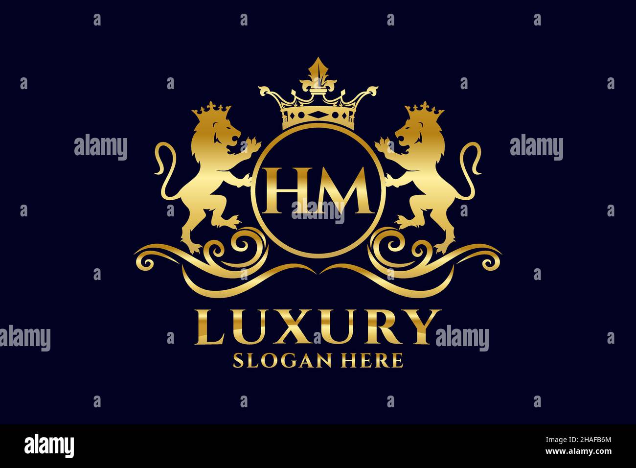 HM Letter Lion Royal Luxury Logo template in vector art for luxurious ...