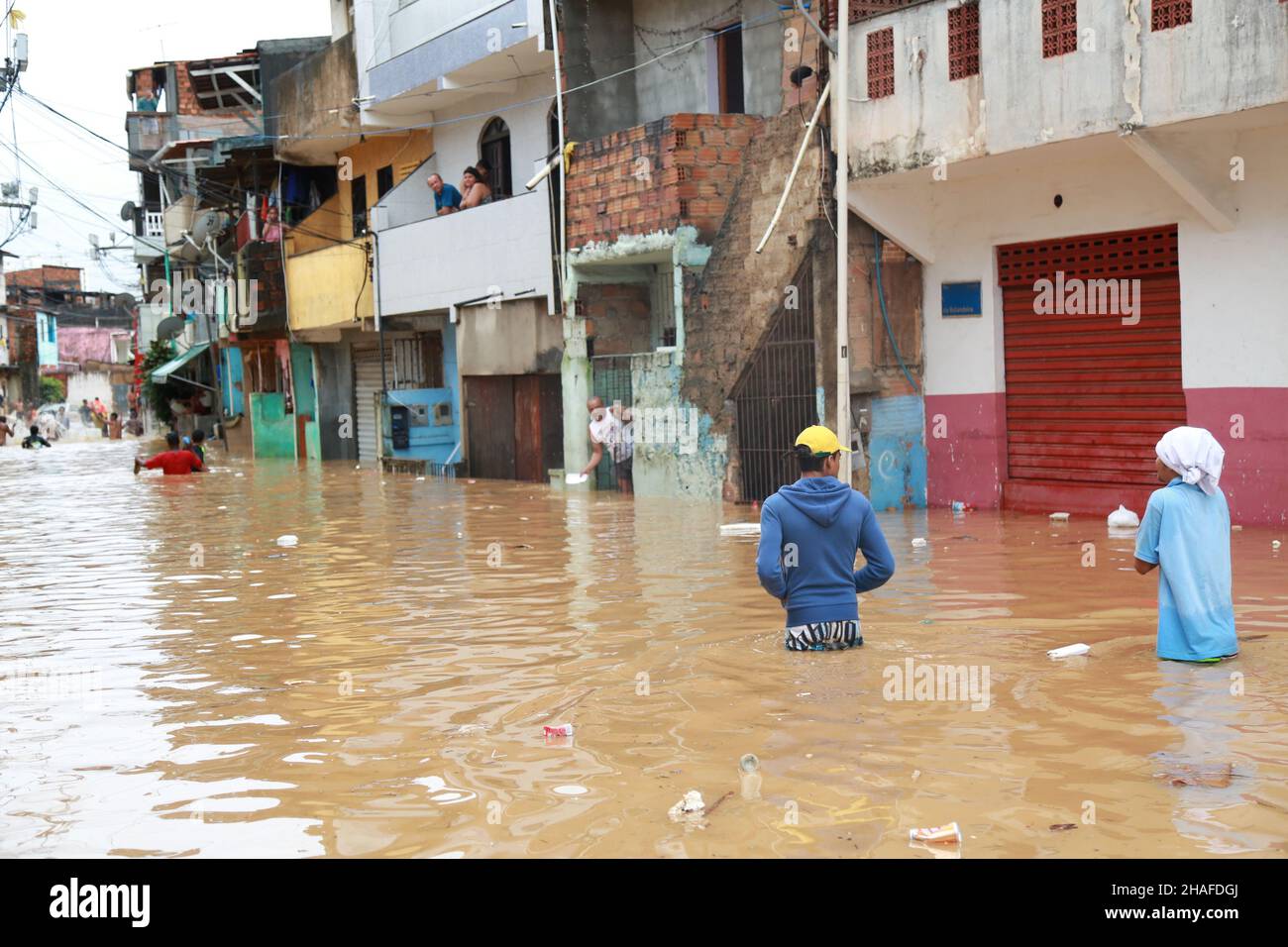 salvador, bahia, brazil - may 10, 2015: street flooded with rainwater ...