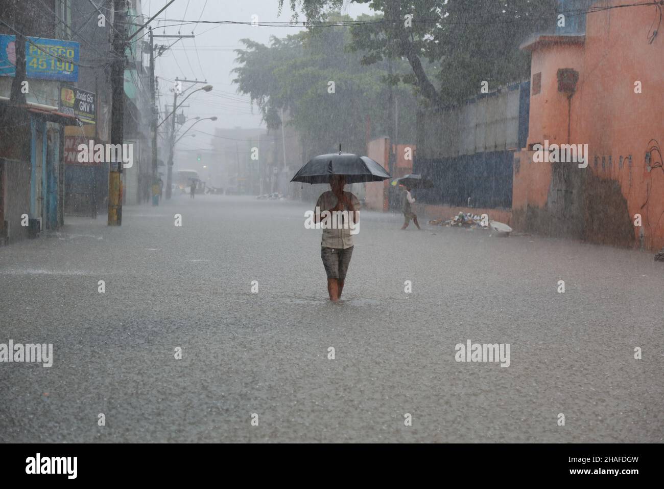 salvador, bahia, brazil - may 10, 2015: street flooded with rainwater ...