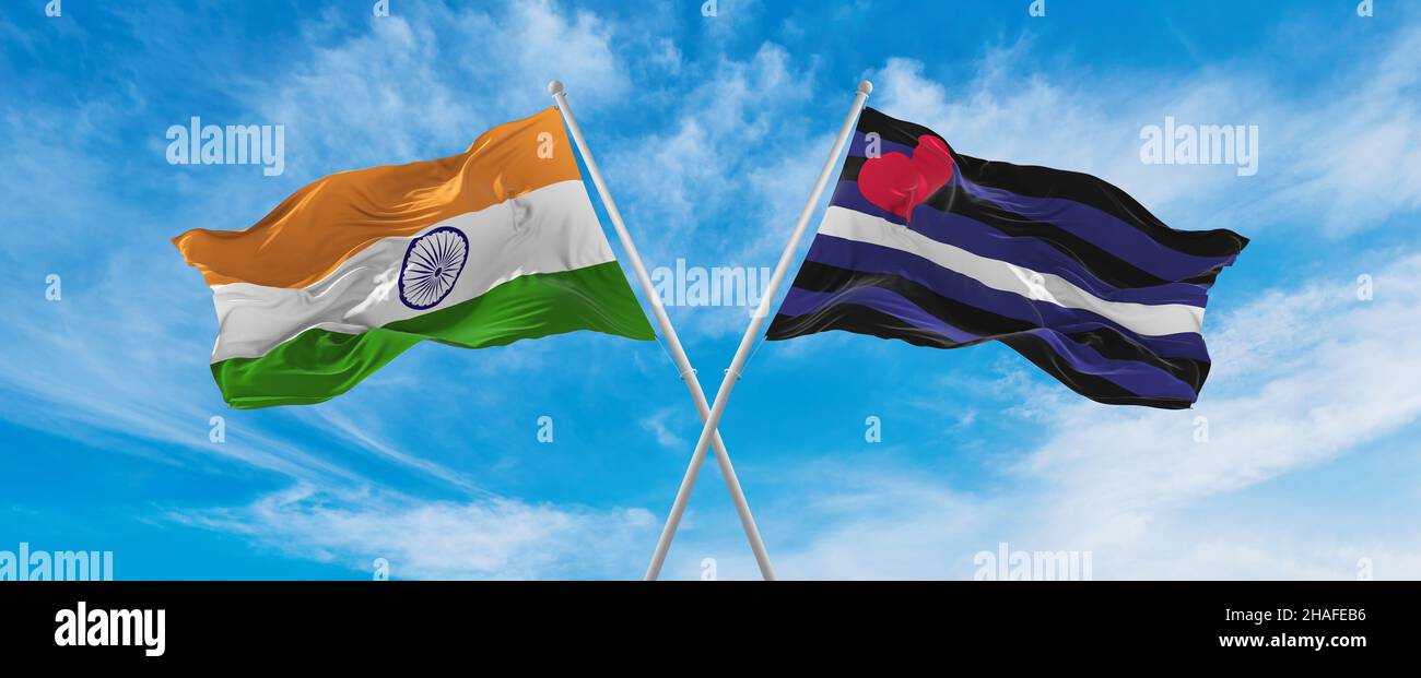crossed national flags of India and Leather, Latex and BDSM Pride flag ...