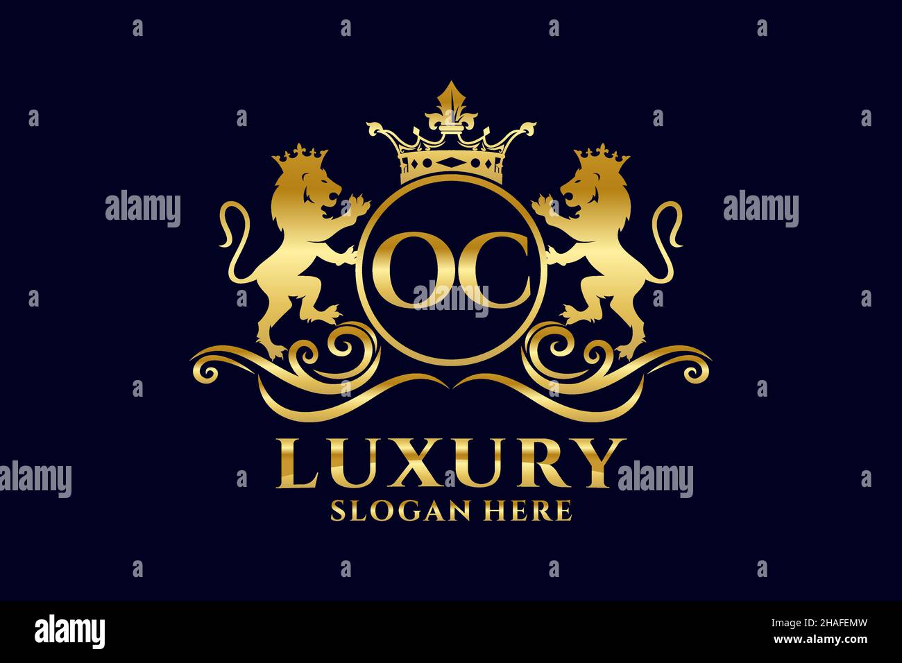 OC Letter Lion Royal Luxury Logo template in vector art for luxurious ...