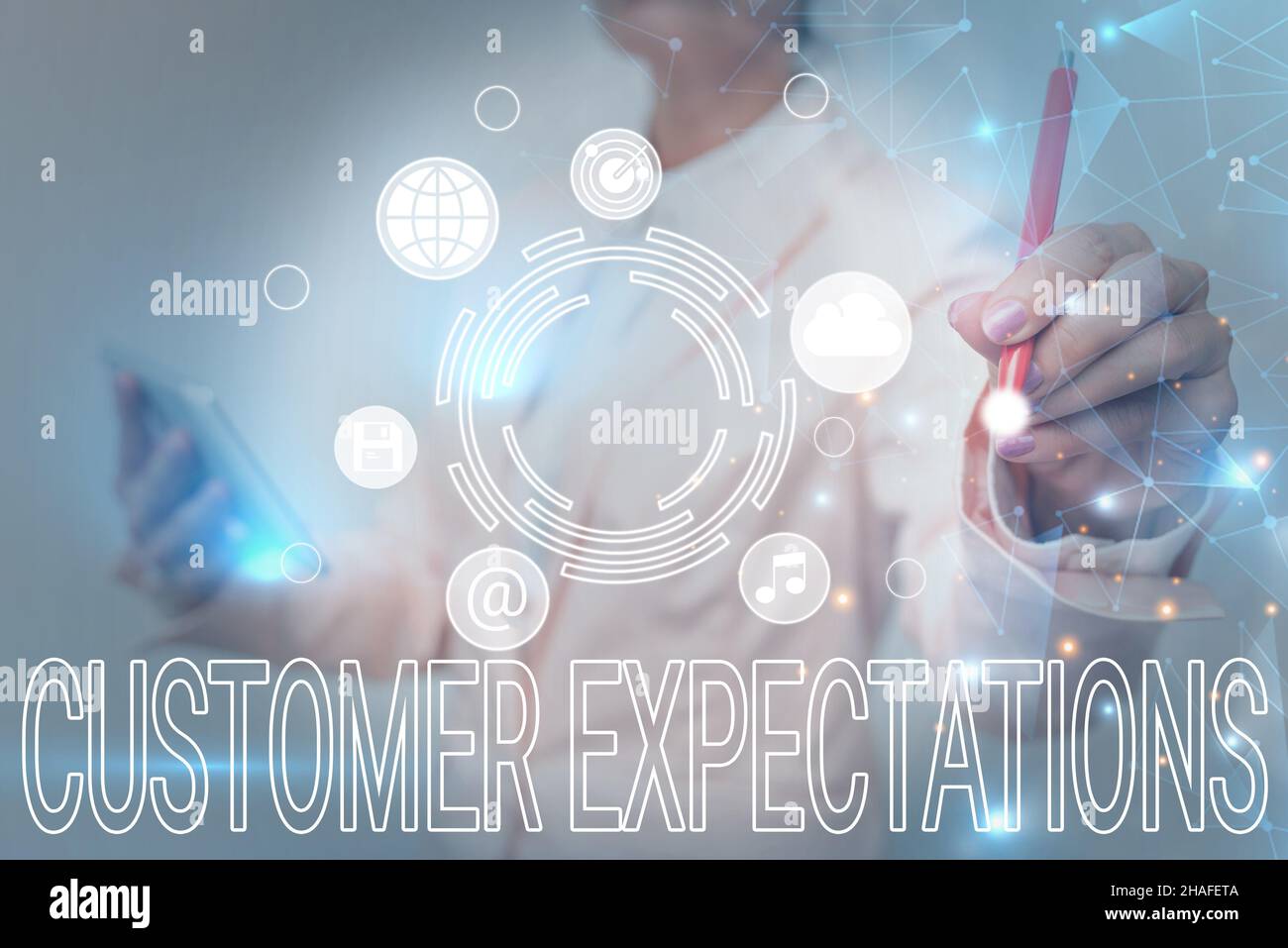 Text sign showing Customer Expectations. Word for Benefits a Client ...