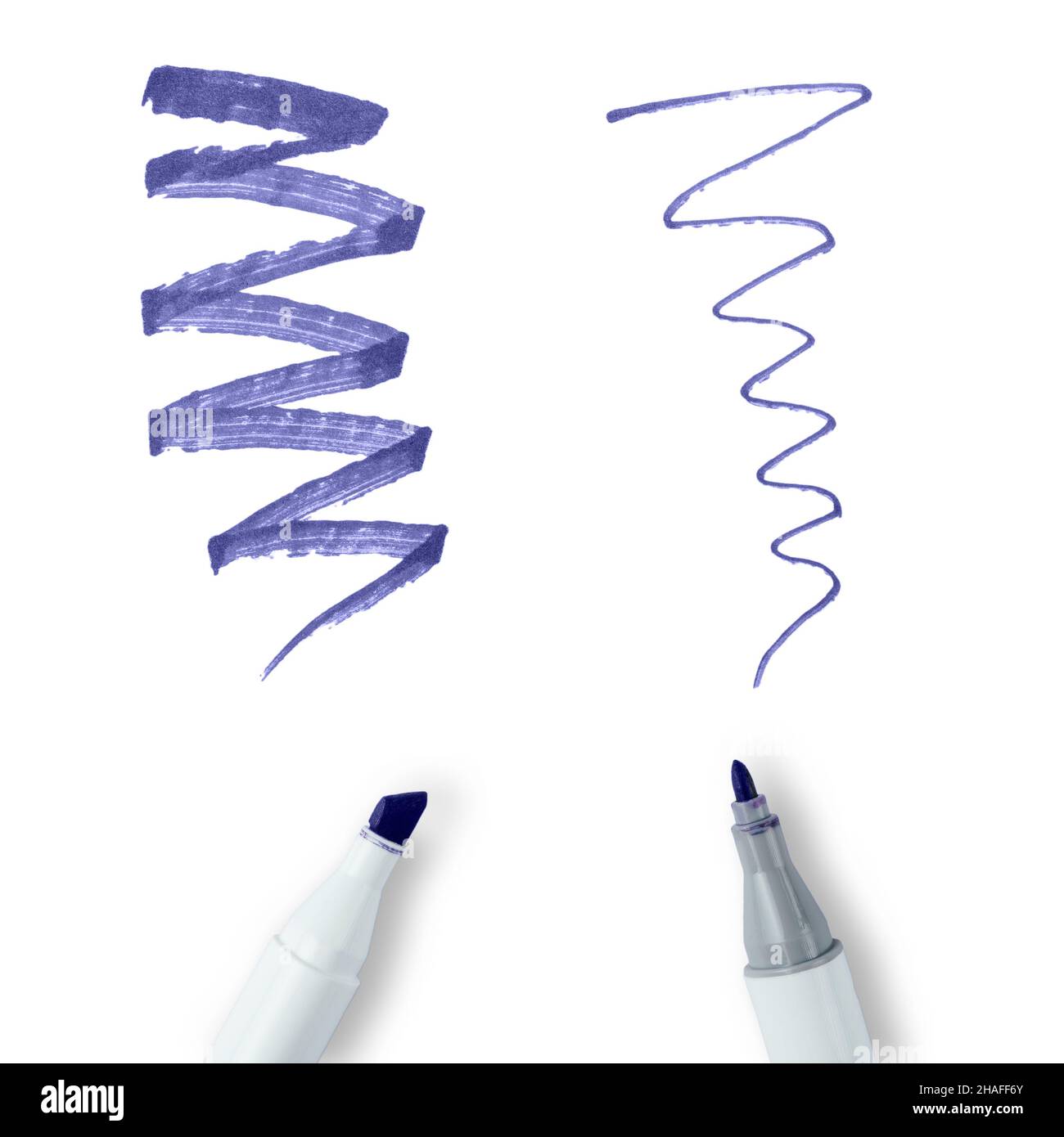 Color of the Year 2022 Very Peri. Sample of two curvy lines of markers ...
