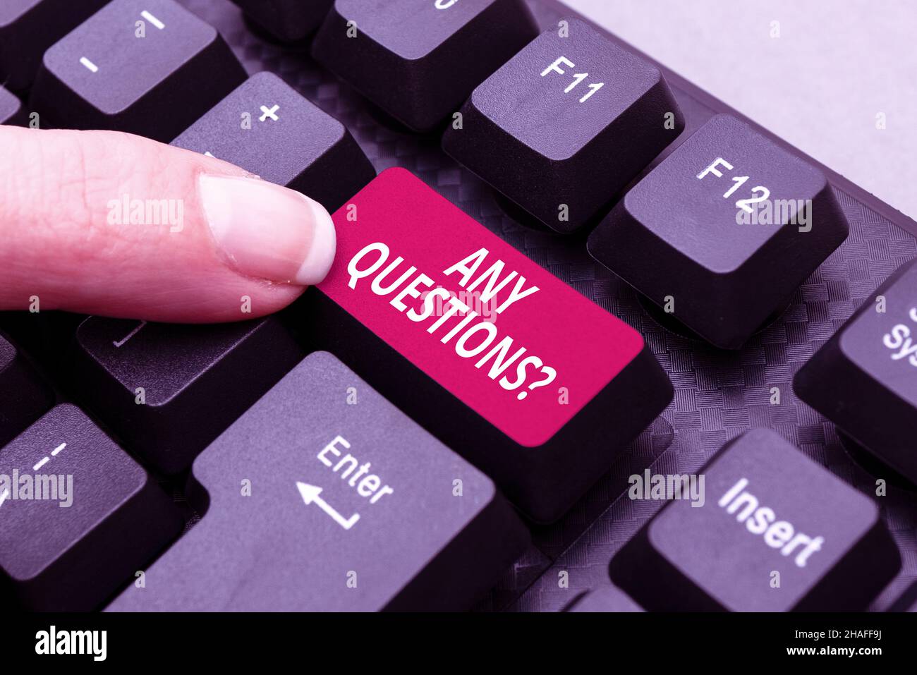 Sign displaying Any Questions Question. Conceptual photo Asking for ...